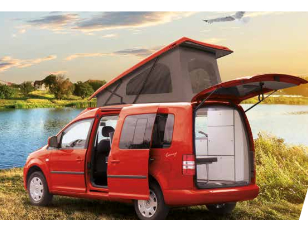 Der Reimo Minicamper Camp Maxi VW Caddy lang bei heycamp.de